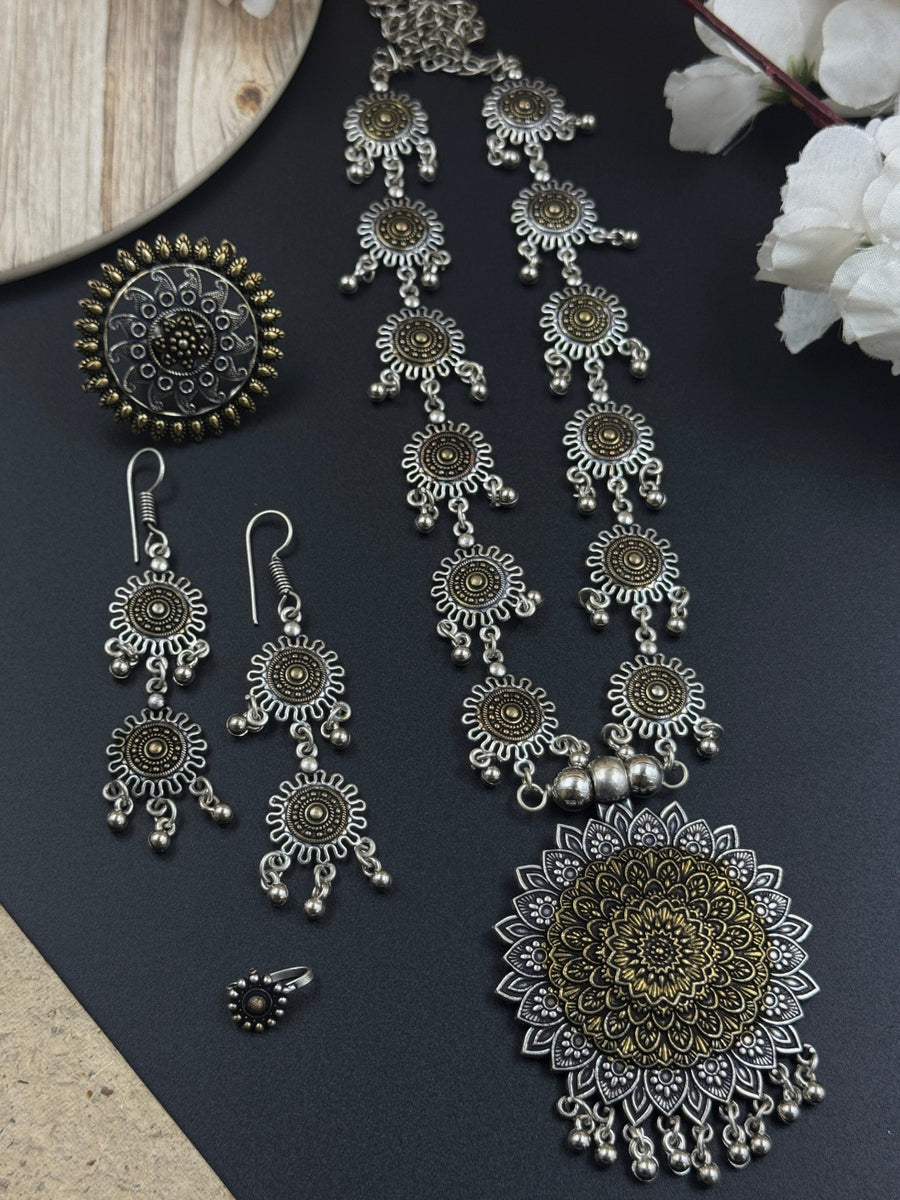 4 PIECE DUAL TONE JEWELLERY SET COMBO – Naman Arts