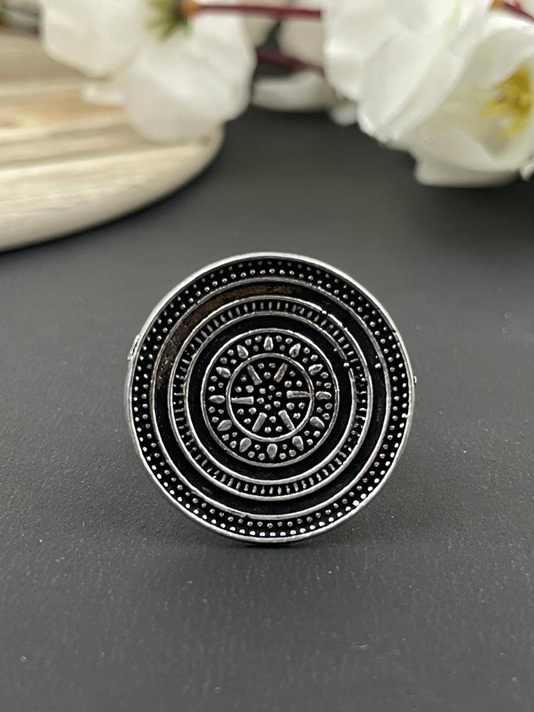 DIRA DESIGNER FLOWER TWO TONE RING