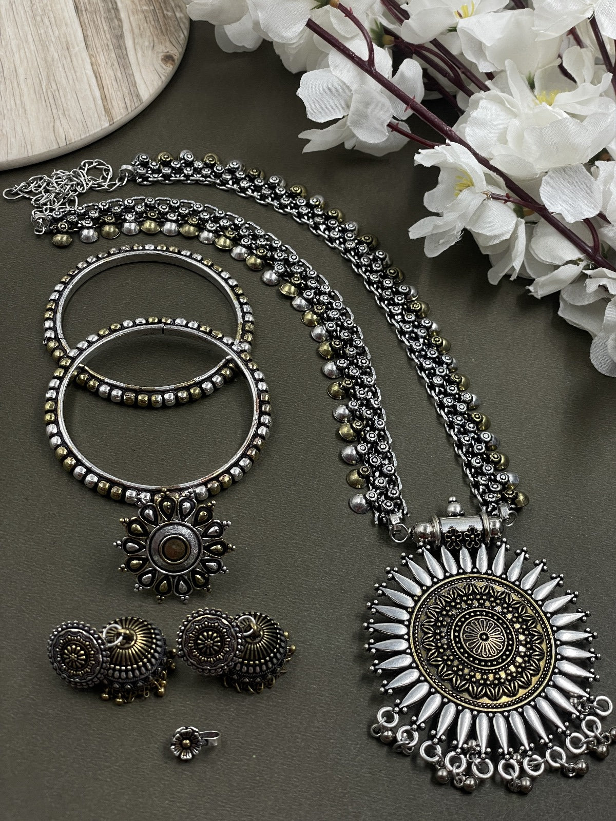 6 PIECES DUAL TONE JEWELLEY SET COMBO